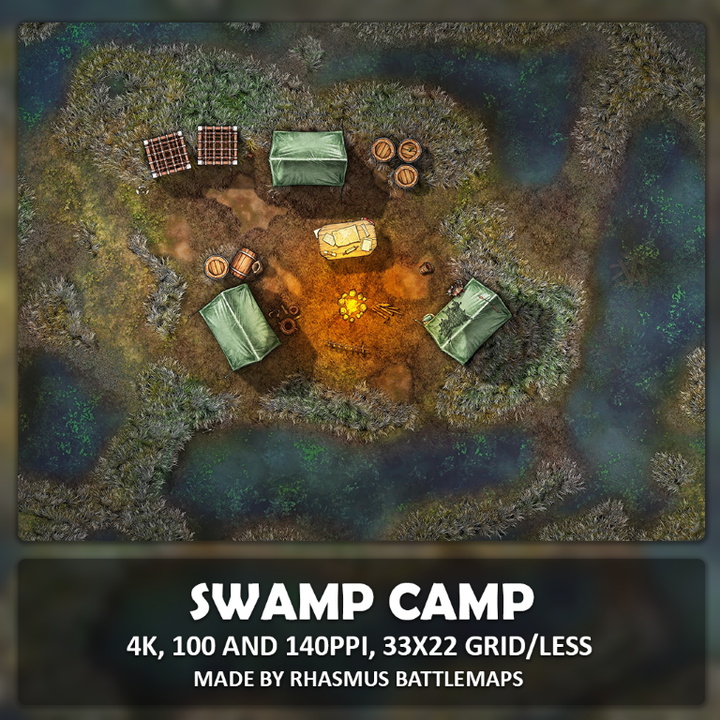 3D Printable Swamp Camp Map by Rhasmus Battlemaps